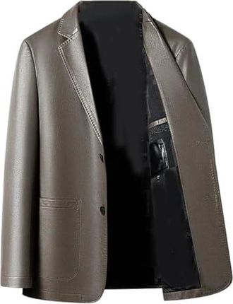 Generic Blazer fin en cuir pour homme Printemps Automne Style décontracté Business Style Léger Doux Costume Veste, 1, XXL