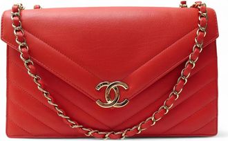 Chanel Crossbody Bags - CHANEL CHEVRON LEDER ROT UMSCHLAG HANDTASCHE - Gr. unisize - in Rot - f&uuml;r Damen