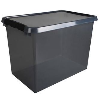 Helit Sunware 88002520 - Aufbewahrungsbox the comfort-line 72 L, grau transparent, Ordnungsbox mit Deckel