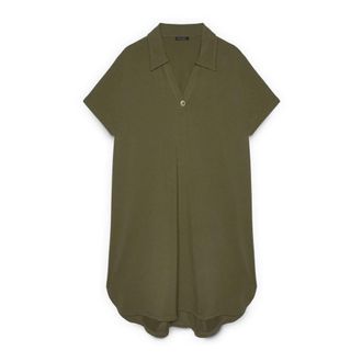 Fiorella Rubino Kleid mit Polokragen und Schmuckknopf - - Dresses - Damen - Gr&uuml;n - S