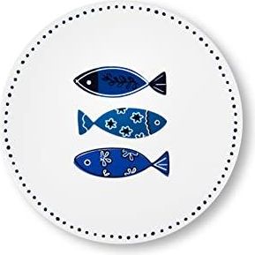 Excelsa Ocean Topfuntersetzer, Keramik Dolomit und Kork, 16 x 16 cm