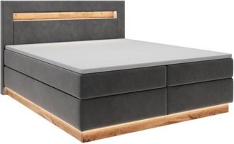 Selsey Selsey Promie - Doppelbett, Boxspringbett mit Topper, Beleuchtung und Samtbezug in Graphit, 140x200 cm