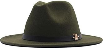 Generic 2026 Ceinture Chapeau Fedora Boucle Floppy Panama Laine Large Femmes Classique Casquettes de baseball, vert militaire, Taille unique