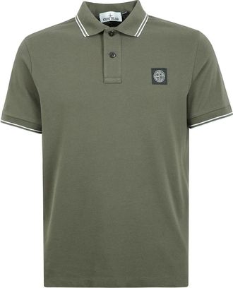Stone Island Homme, Tops, Vert, Taille: XL Polo &agrave; &Eacute;cusson Logo