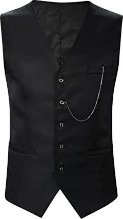 Generic Haut Homme Noir - Mens Business Formal Casual Wedding Banquet Vest V Neck Sleeveless Slim Jacket Suit Vest Tee-Shirts Grands Et Grands pour Hommes
