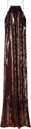 Patrizia Pepe Femme, Robes, Brun, Taille: 36 FR Longue Robe en Tulle avec Sequins