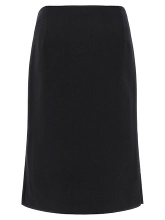 Fendi Wool-Silk Blend Pencil Skirt - black