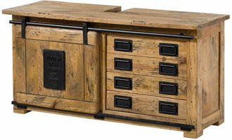 Massivmoebel24 Meuble de salle de bain 120x40 Manguier laqué Bois naturel railway 177