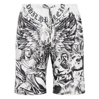 Philipp Plein Homme, Shorts, Blanc, Taille: XS Silk Shorts Tattoo