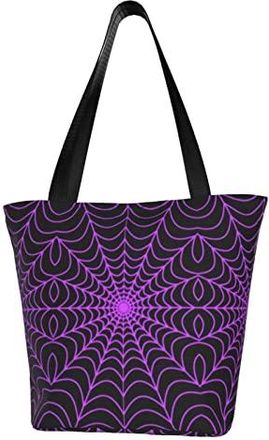 AOOEDM Halloween Spider Web r&eacute;utilisable sac fourre-tout femmes sac &agrave; main d&eacute;contract&eacute; sacs &agrave; bandouli&egrave;re pour faire les courses &eacute;picerie voyage &agrave; lext&eacute;rieur