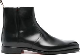 Santoni Homme, Chaussures, Noir, Taille: 44 EU Leather Chelsea Bottes