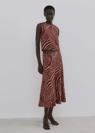 Mango Jupe &eacute;vas&eacute;e &agrave; imprim&eacute; g&eacute;om&eacute;trique grenat - Femme - 36 - MANGO