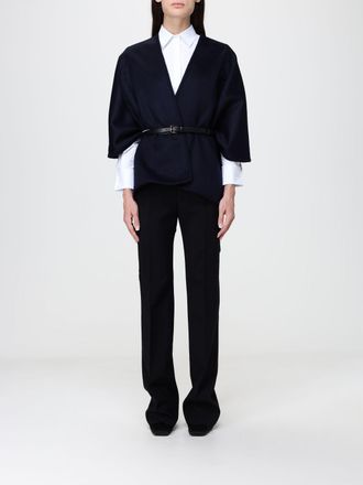 Max Mara Cape asym&eacute;trique en pure laine vierge avec ceinture ajustable