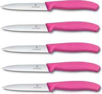 Victorinox by Swiss Army 5-tlg Gemüsemesser Set Swiss Classic Pink - 10 cm mit Wellenschliff - Tomatenmesser