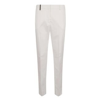 PESERICO Femme, Pantalons, Blanc, Taille: 44 FR Pantalon cigarette en satin l&eacute;ger