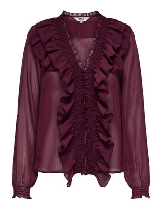 Only Onlanina Life Ls Ruffel V-Neck Top WVN