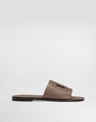 Dolce & Gabbana Pantolette Aus Kalbsleder - Mann Sandalen Und Slides Taubengrau Leder 40