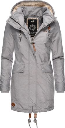 Ragwear Damen Mantel Lange warme Winterjacke mit Kapuze Tunned YOUMODO Grey021 Gr. XS