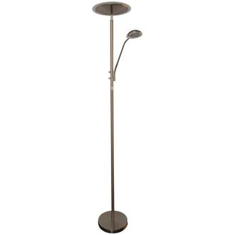 Eglo Lampadaire, lampe de salon, verre satin&eacute; Lampadaire, lampadaire, m&eacute;tal nickel mat, 1x LED 15W 1x LED 3 W 3000K, HxLxP 180x50x30 cm