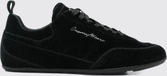 Emporio Armani Low-Top-Sneaker aus Samt mit gesticktem Logo und Gummisohle