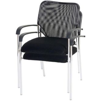 Hhg Lot de 2 chaises de conférence / visiteur Tulsa, empilable, tissu, siège noir, dossier noir