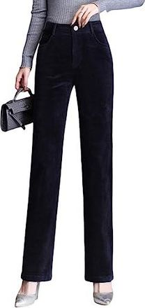 Dissa Femmes Pantalon Droit Bleu foncé Taille Haute Grande Taille Pantalon de Travail Velours côtelé Printemps et Automne Épais,EU 36,P12