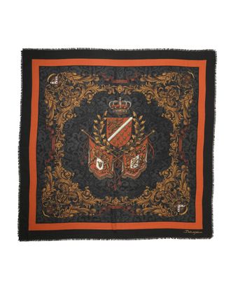 Dolce & Gabbana Multicolor Crest Print Cashmere 272cm X 132cm Men Scarf Silk