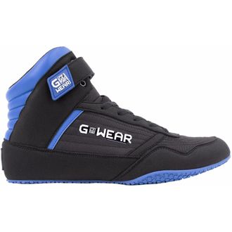 Gorilla Wear Gwear Classic High Tops - Bodybuilding und Fitness Schuhe mit Logo leicht bequem perfekt für Gym Sport Krafttraining (schwarz / blau, EU Schuhgrößensy