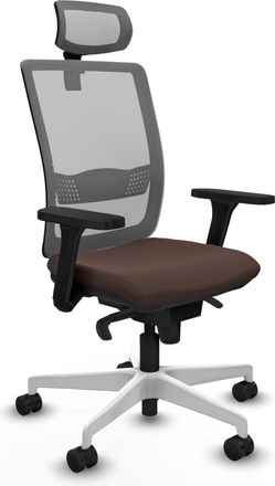 Piqueras y Crespo Haches Computerstuhl mit 3D-Armen, h&ouml;henverstellbare Lendenwirbelst&uuml;tze und h&ouml;henverstellbares Kopfteil, Grau/Dunkelbraun