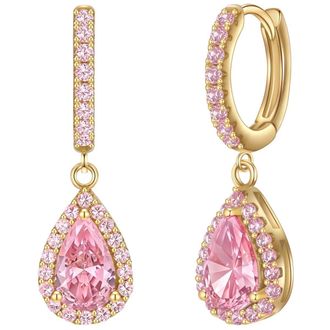 Glanzst&uuml;cke M&uuml;nchen Ohrringe - Creolen Sterling Silber gelbgold Zirkonia pink - Gr. unisize - in Gold - f&uuml;r Damen