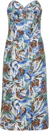 Paco Rabanne Femme, Robes, Multicolore, Taille: 40 FR Midi Dress With Floral Sequin Embroidery