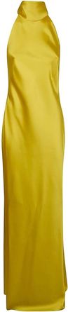 Ralph Lauren Femme, Robes, Jaune, Taille: 34 FR Chilton Stretch Satin Halterneck Gown