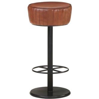 vidaXL Vidaxl - Tabouret de bar en cuir v&eacute;ritable marron - Hauteur 76 cm - Repose-pied pour confort - Design moderne pour salon et restaurant