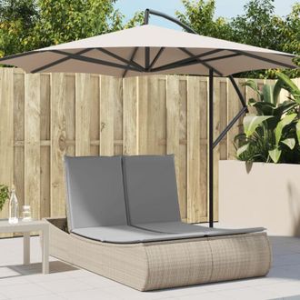 vidaXL Vidaxl - Chaise longue double avec coussins beige r&eacute;sine tress&eacute;e