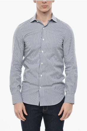 Finamore Two-Tone Striped Shirt MILANO ZANTE Hand-Sewn size 44