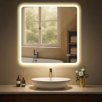 Clp Miroir de Salle de Bain Jericho avec &eacute;clairage, Miroir de Salle de Bain antibu&eacute;e, Miroir Mural avec lumi&egrave;re LED, Taille:80x80 cm