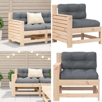 vidaXL Gartensofa mit Armlehne und Kissen Massivholz Kiefer - Gartensessel - Kiefernholzm&ouml;bel - Gartenm&ouml;bel - Lounge M&ouml;bel - Terrassenm&ouml;bel - Home & Living