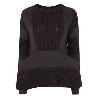 sacai Pull en laine tricot&eacute;e - Femme - Pulls - Brun - Taille: 40 FR