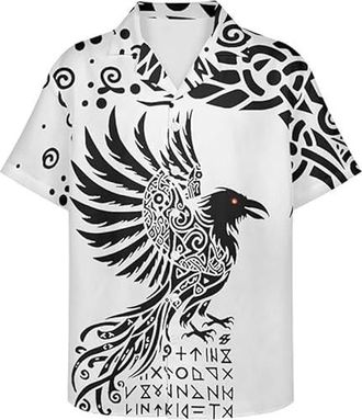 Keephen Viking Chemise Hawaiienne Femmes Hommes Viking Tatouage Impression 3D Chemise &agrave; Boutons Casual &Eacute;t&eacute; Chemisier Col &agrave; Revers Chemises