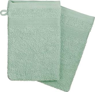 Atmosphera Atmosphera - Lot de 2 Gants de Toilette - Coton 450 GR/m² - Vert céladon 15x21 cm