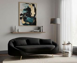Dmora Sofa Fest 3-Sitzer, 185x84 cm, Schwarz, Kissen inkl
