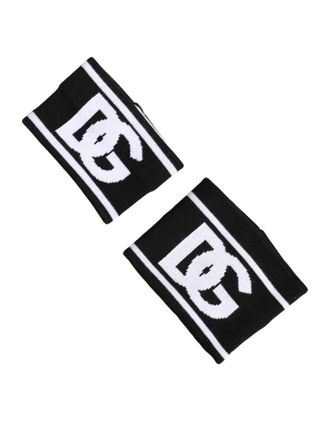 Dolce & Gabbana Mens Black White Dg Logo Cotton 1 Pair One Wristband And Accessory