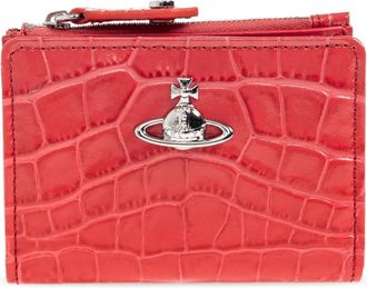 Vivienne Westwood Femme, Accessoires, Rouge, Taille: ONE Size Portefeuille Slim Croco Emboss&eacute;