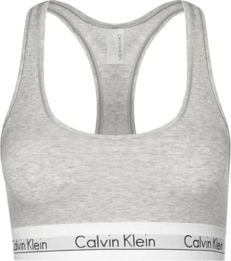 Calvin Klein Sportlicher grauer Sport-BH mit Gummi-Buchstaben - - Sport - Damen - Grau - 2XS