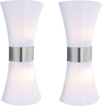 ETC Shop Etc-shop - 2er Set Wand Außen Lampe Edelstahl Fassaden Leuchte Outdoor Beleuchtung