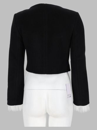 Self Portrait Cropped Padded Wool Blend Jacket - Black