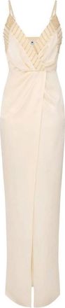 Elisabetta Franchi Femme, Robes, Beige, Taille: 38 FR Robe de Soir&eacute;e Tapis Rouge avec Cristaux Brod&eacute;s