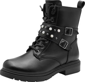 Marco Tozzi Damen Stiefeletten zum Schn&uuml;ren mit weichem Innenfutter Blockabsatz, Schwarz (Black), 39 EU