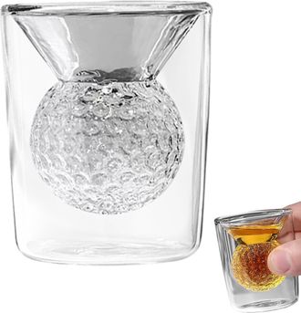 Generic Golfglas, Whiskygl&auml;ser Mit Golfball, Whisky -Objektive Mit Golfball, Kleine Runde Glasbecher Mit Transparentem Schuss Mit Doppeltem Schuss F&uuml;r Weintri