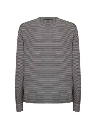 Blanca Vita Womens Cardigan Black Thin-Striped Virgin Wool Cardigans Sweater